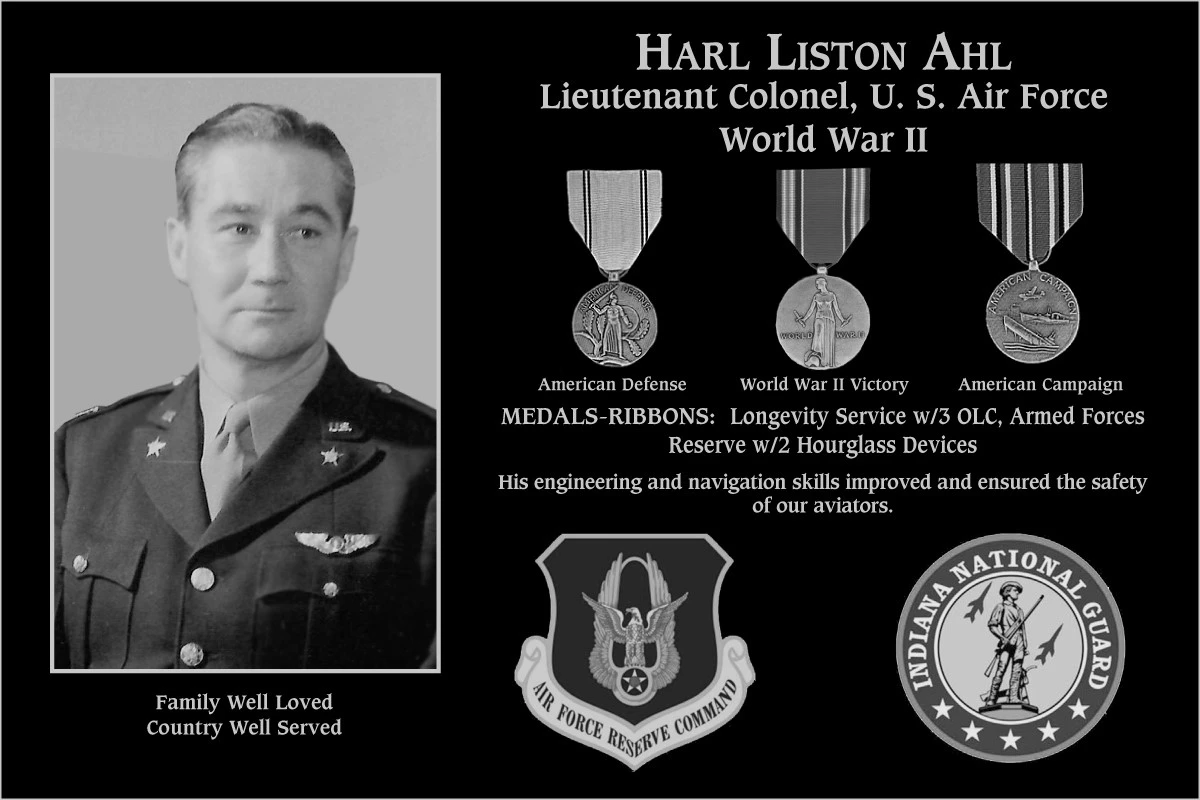 Lieutenant Colonel Harl Liston Ahl | Mt. Soledad Virtual Plaque