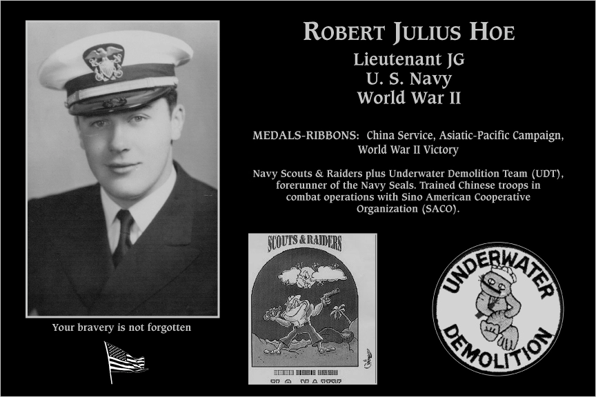Lieutenant, Junior Grade Robert Julius Hoe | Mt. Soledad Virtual Plaque