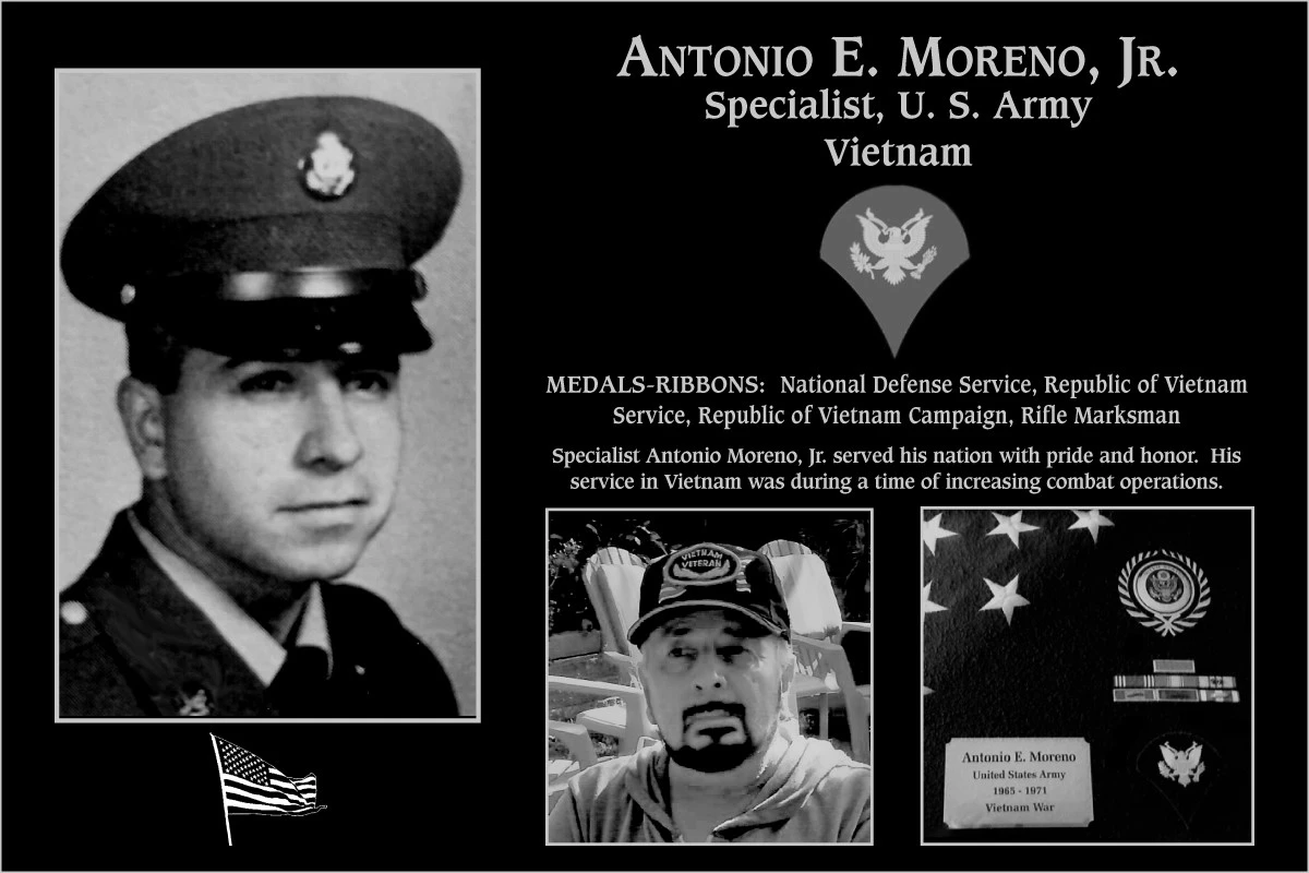 Specialist Antonio E. Moreno jr | Mt. Soledad Virtual Plaque