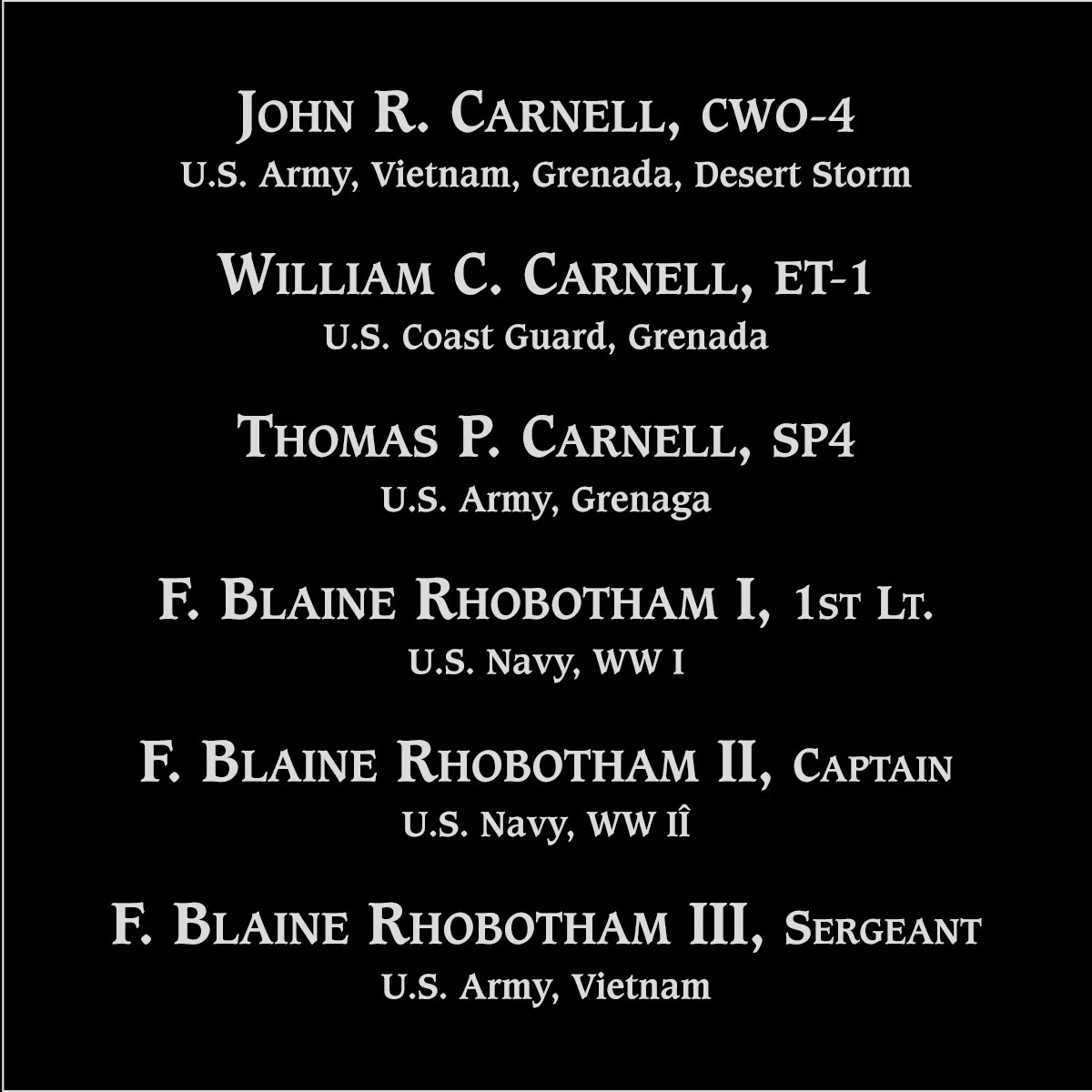 Captain Blaine F. Rhobotham II | Mt. Soledad Virtual Plaque