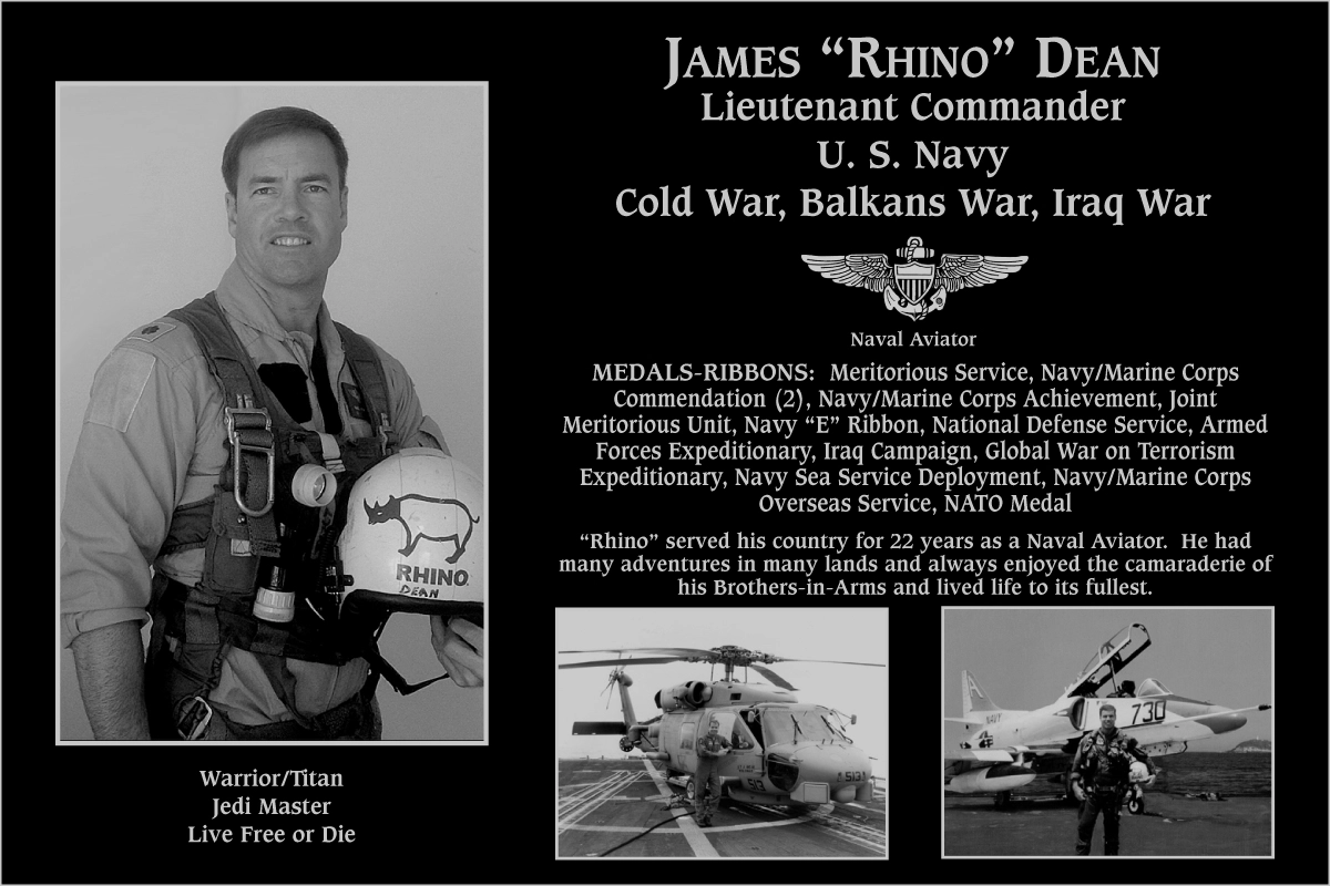 Lieutenant Commander James Dean | Mt. Soledad Virtual Plaque