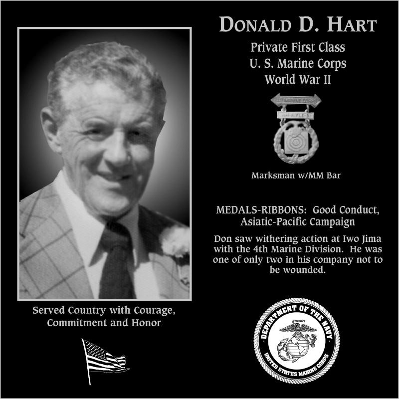 Private First Class Donald D. Hart | Mt. Soledad Virtual Plaque