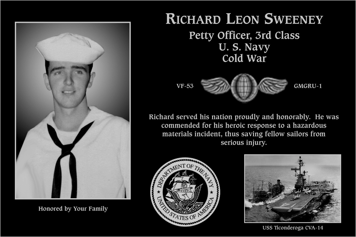 Petty Officer Third Class Richard Leon Sweeney | Mt. Soledad Virtual Plaque