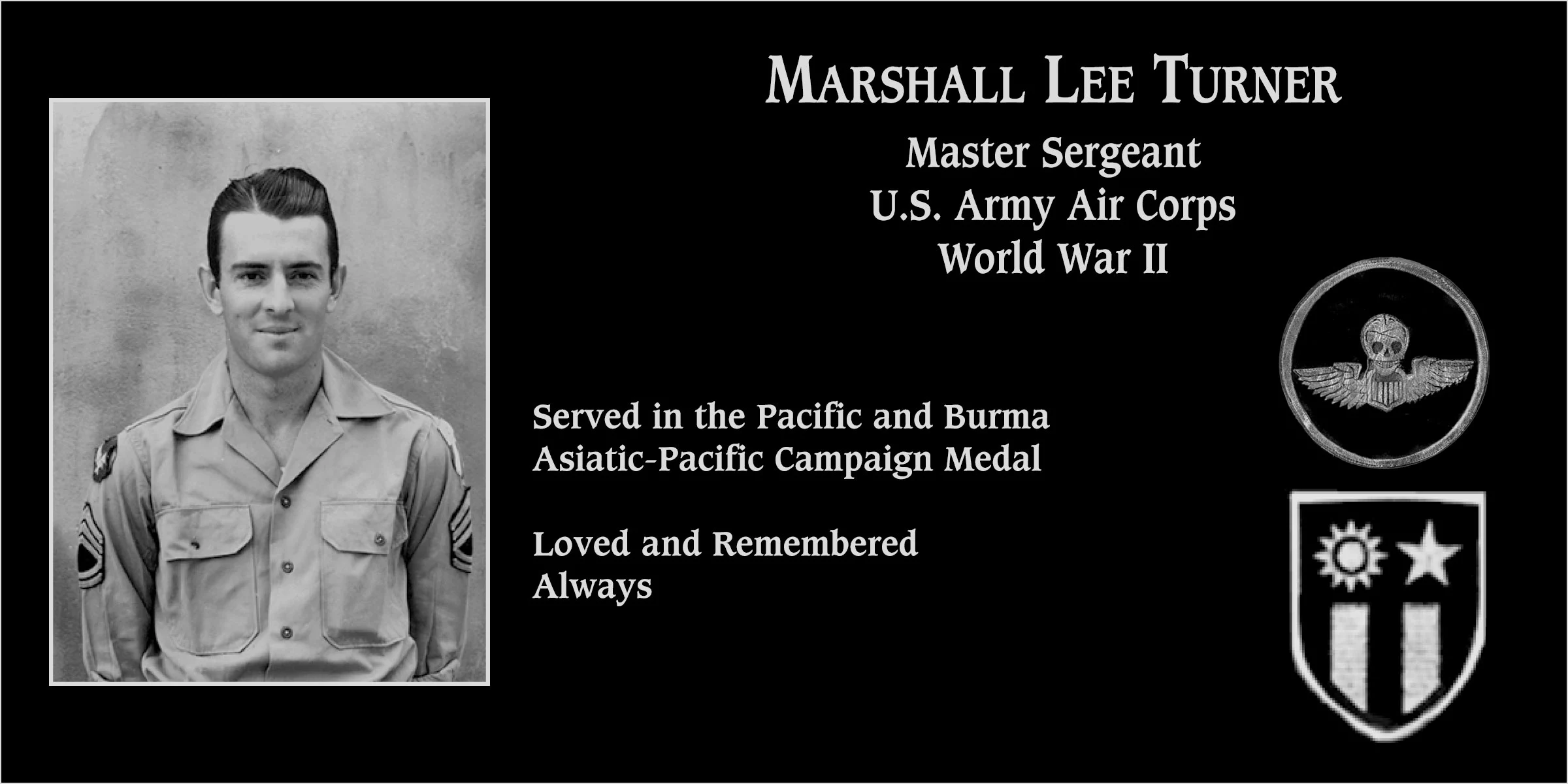 Master Sergeant Marshall Lee Turner | Mt. Soledad Virtual Plaque