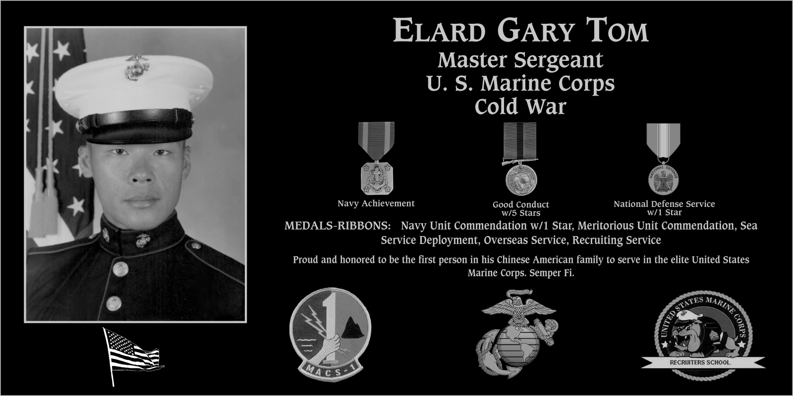 Master Sergeant Elard Gary Tom | Mt. Soledad Virtual Plaque