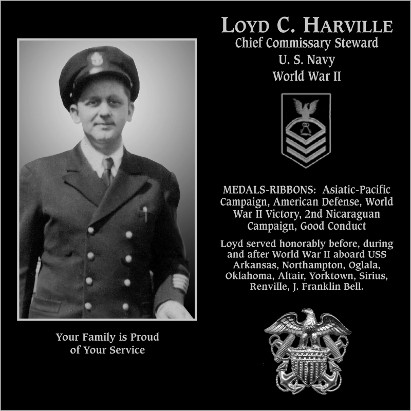 Chief Petty Officer Loyd C. Harville | Mt. Soledad Virtual Plaque