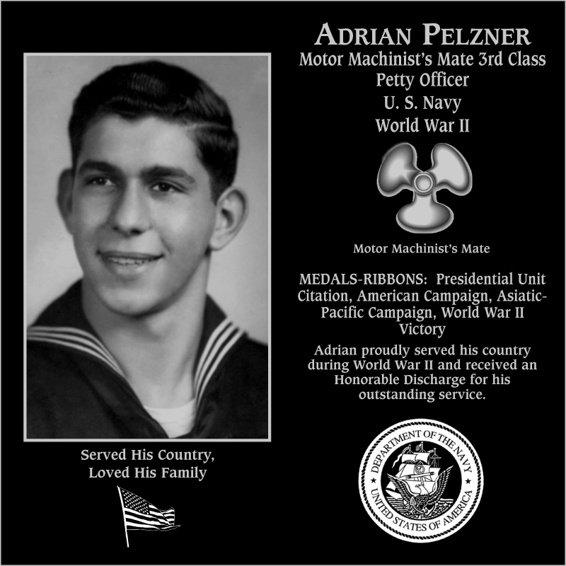 Petty Officer Third Class Adrian Pelzner | Mt. Soledad Virtual Plaque