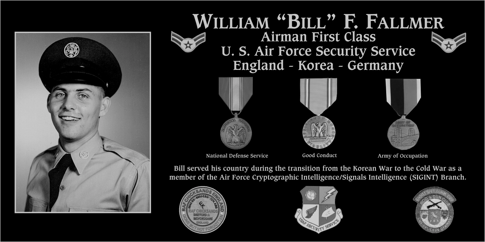 Airman First Class William F. Fallmer | Mt. Soledad Virtual Plaque