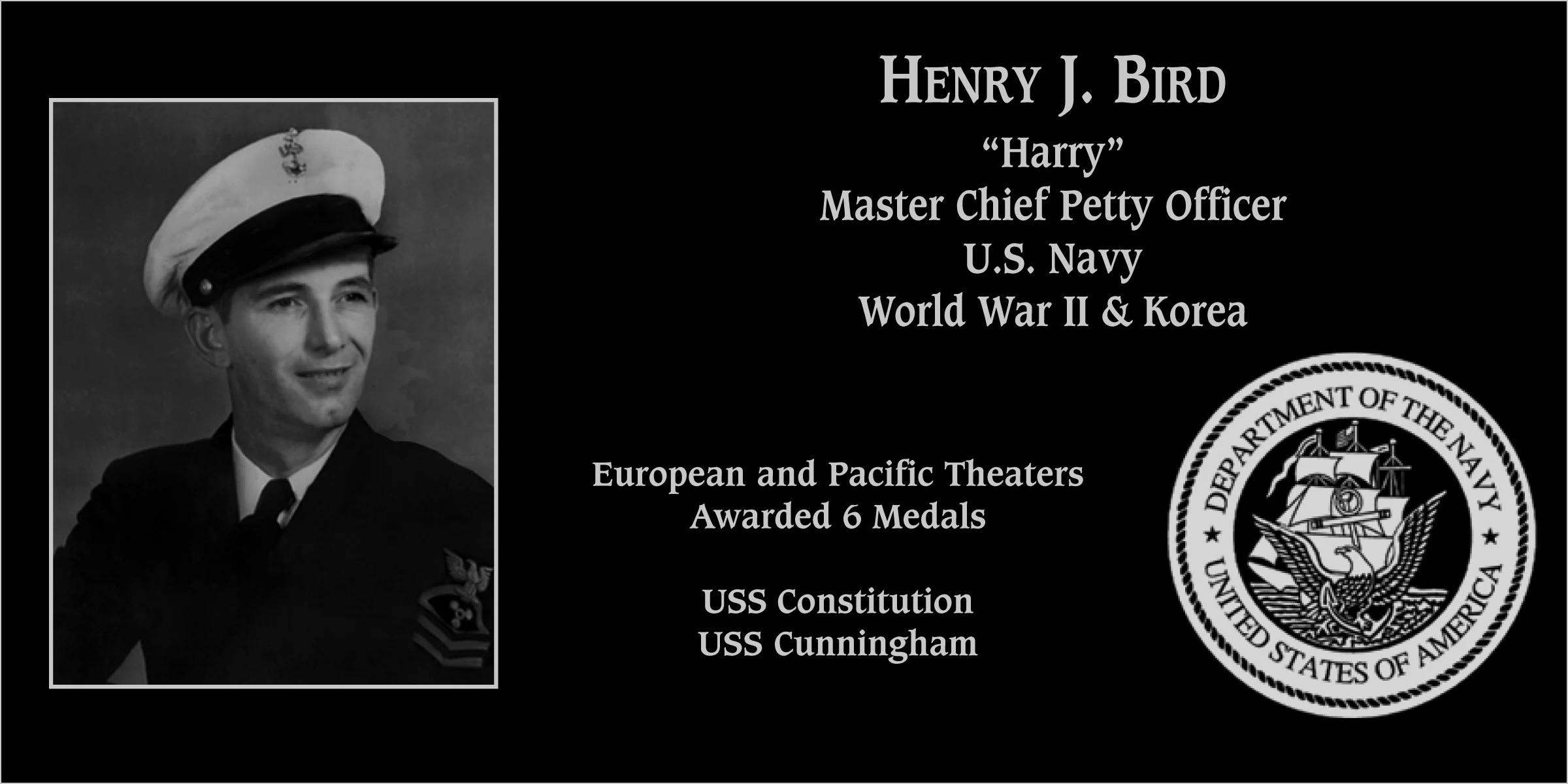 Master Chief Petty Officer Henry J. Bird | Mt. Soledad Virtual Plaque
