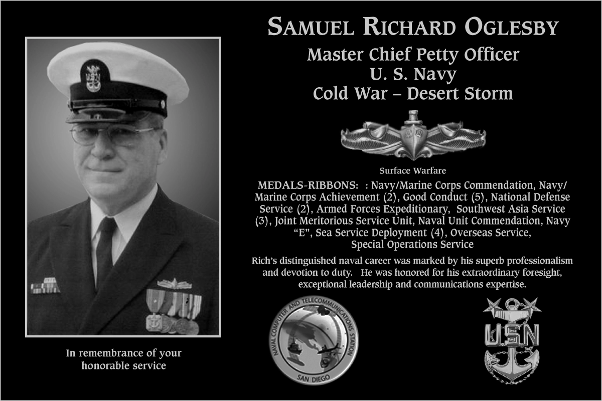 Master Chief Petty Officer Samuel Richard Oglesby | Mt. Soledad Virtual ...