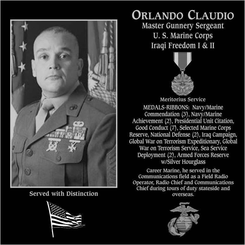 Master Gunnery Sergeant Orlando Claudio | Mt. Soledad Virtual Plaque