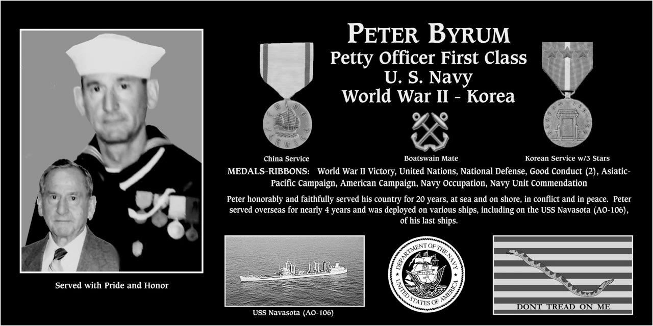 Petty Officer First Class Peter Byrum | Mt. Soledad Virtual Plaque