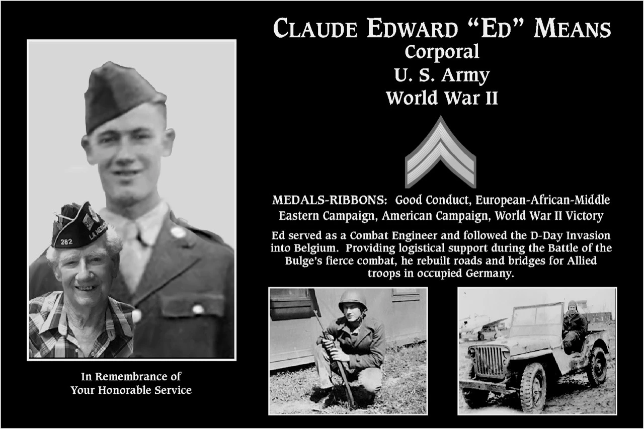 Corporal Claude Edward Means | Mt. Soledad Virtual Plaque