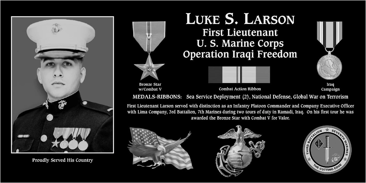 First Lieutenant Luke S. Larson | Mt. Soledad Virtual Plaque