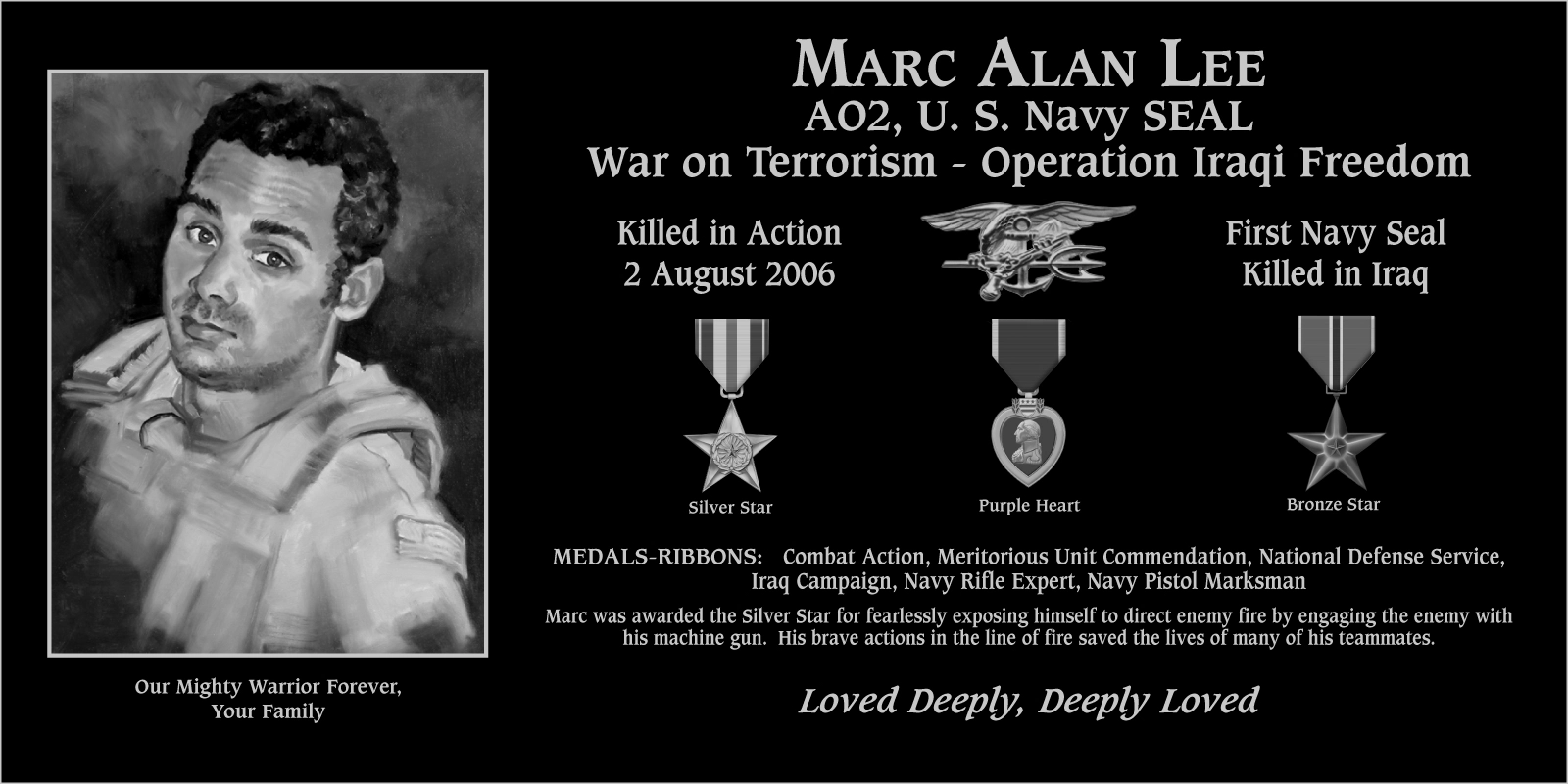 Petty Officer Second Class Marc Alan Lee | Mt. Soledad Virtual Plaque