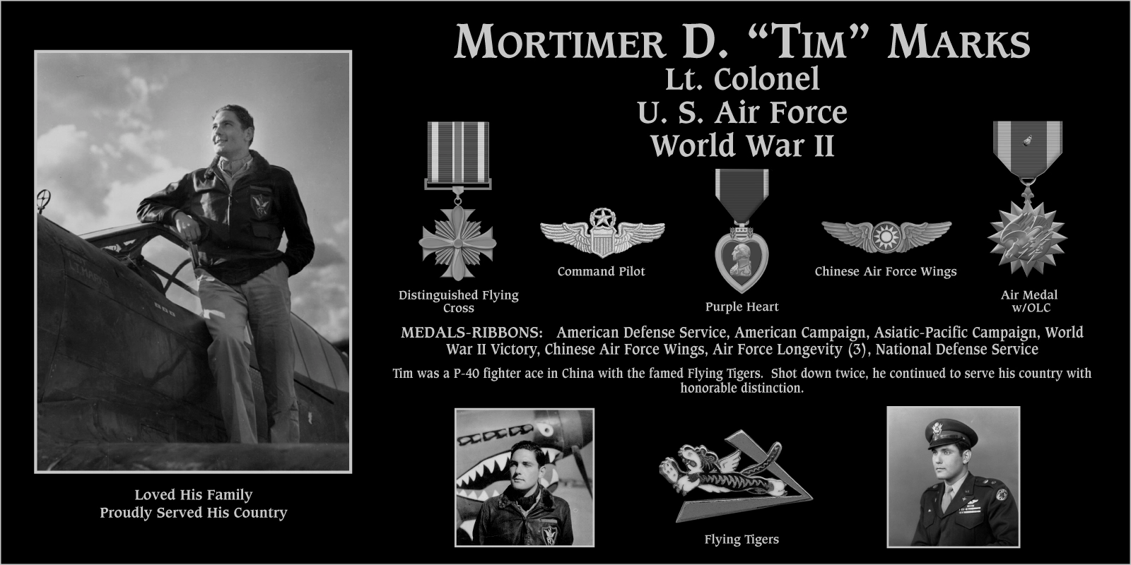 Lieutenant Colonel Mortimer D. Marks | Mt. Soledad Virtual Plaque