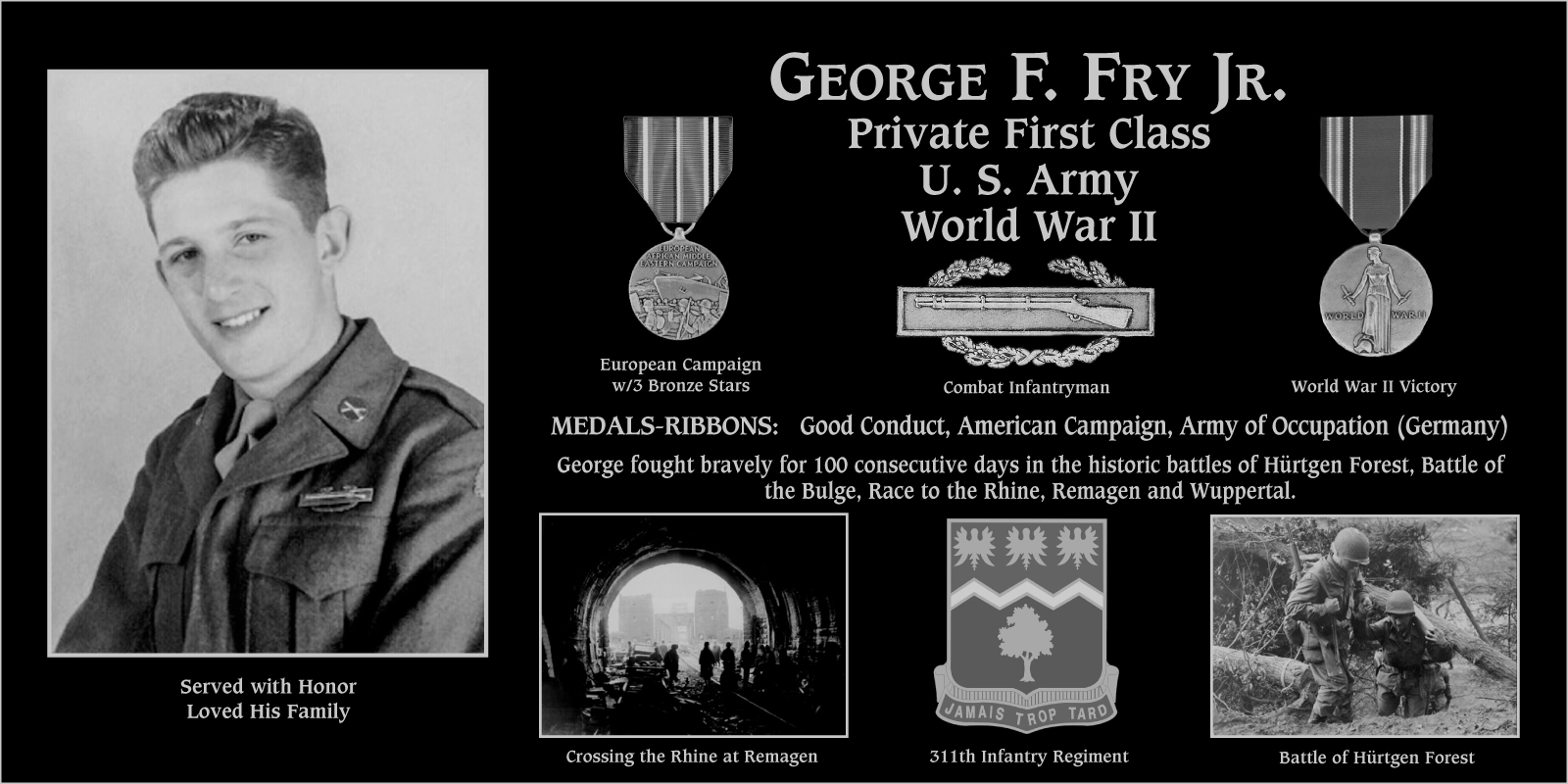 Private First Class George F. Fry Jr. | Mt. Soledad Virtual Plaque
