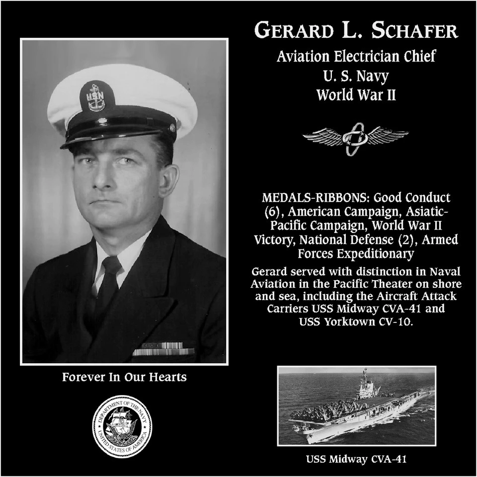 Chief Petty Officer Gerard L. Schafer | Mt. Soledad Virtual Plaque