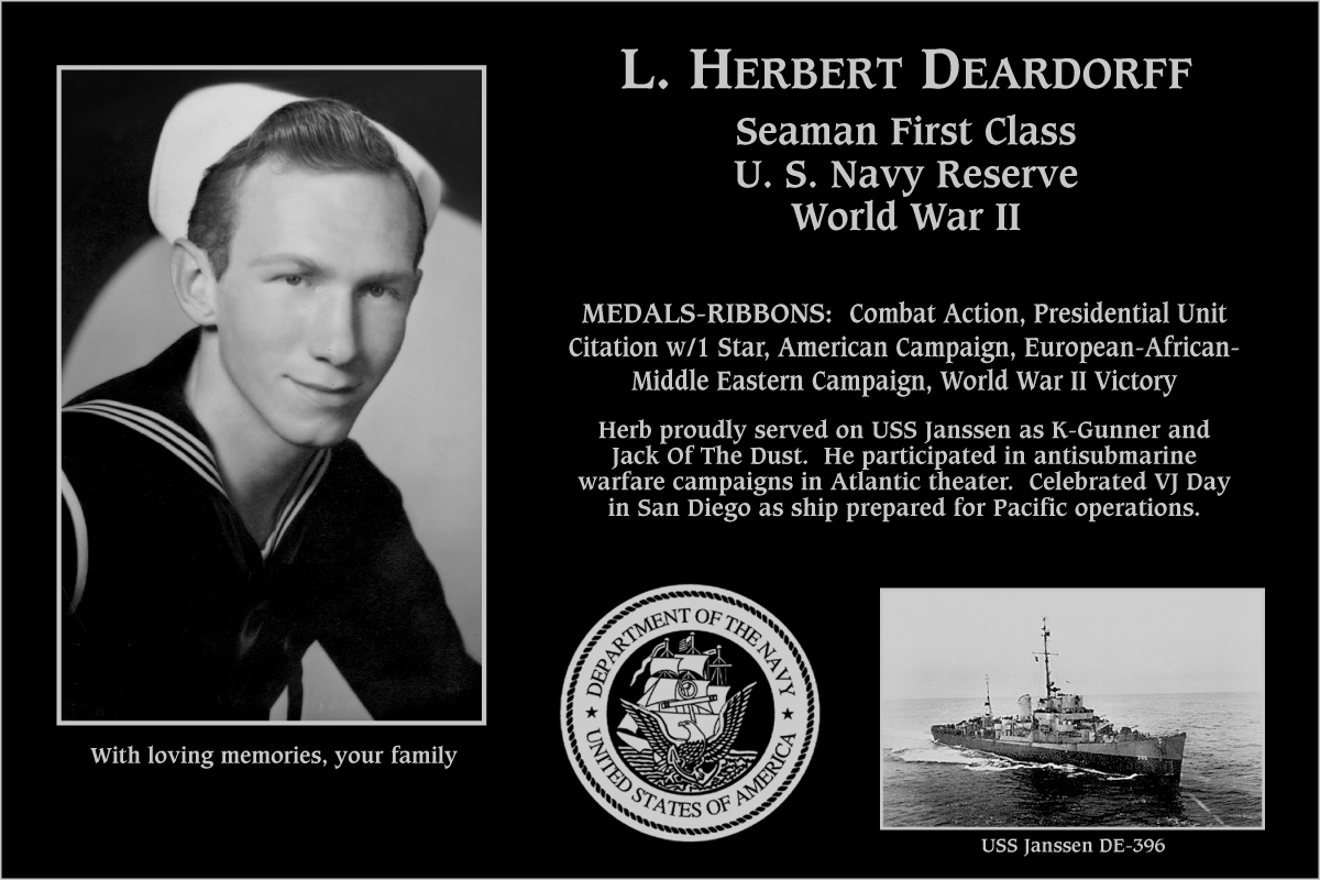 Seaman/Airman/Fireman Recruit L. Herbert Deardorff | Mt. Soledad ...