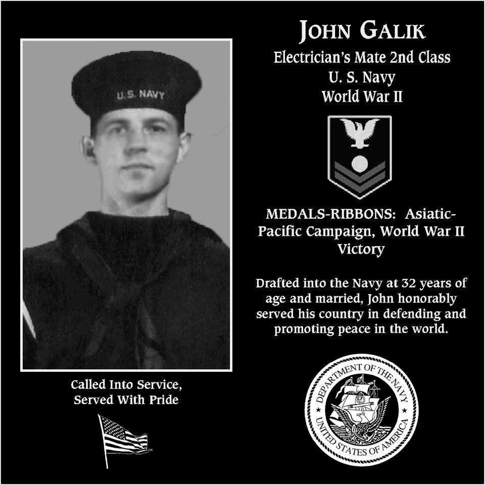 Petty Officer Second Class John Galik | Mt. Soledad Virtual Plaque