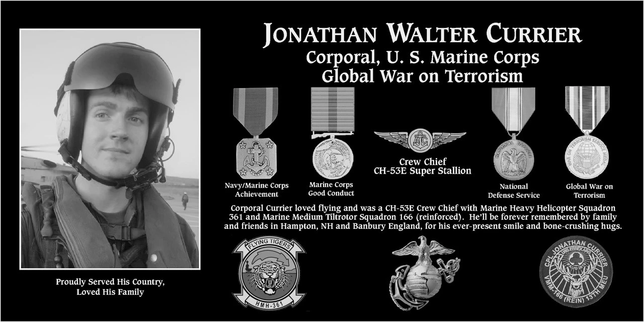 Corporal Jonathan Walter Currier | Mt. Soledad Virtual Plaque