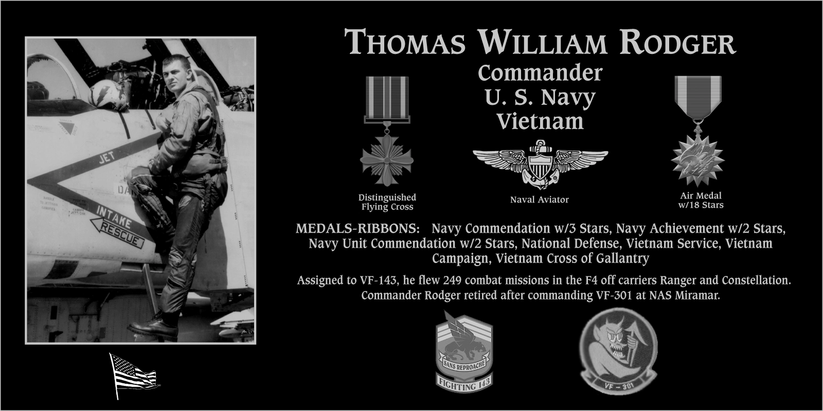 Commander Thomas William Rodger | Mt. Soledad Virtual Plaque
