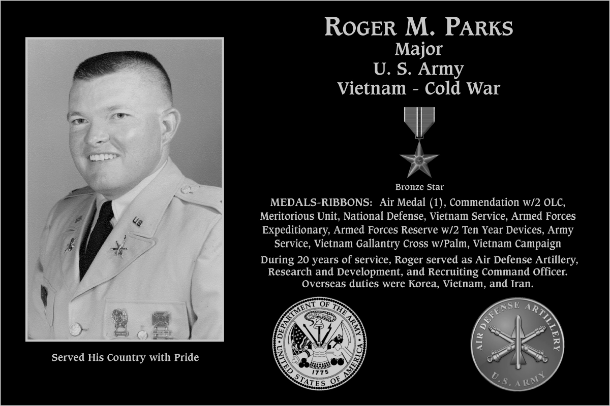 Major Roger M. Parks | Mt. Soledad Virtual Plaque