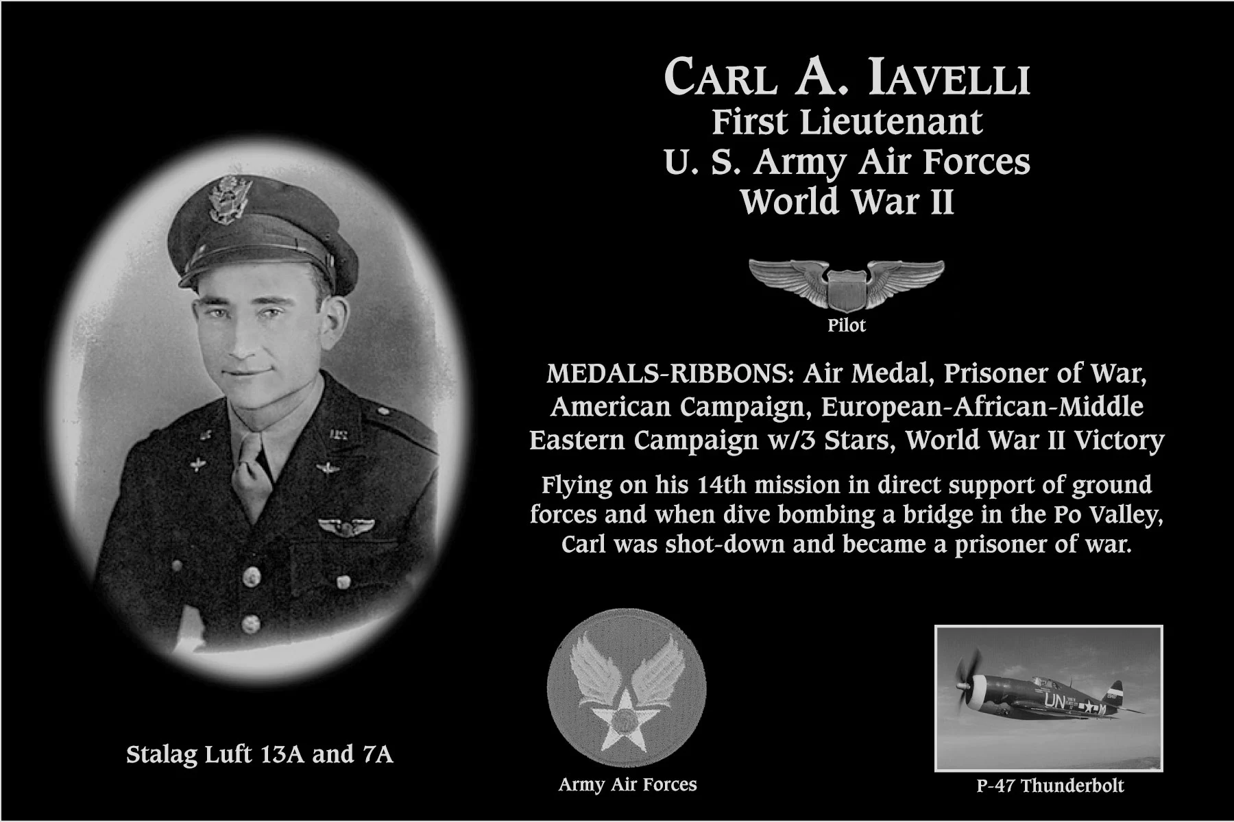 First Lieutenant Carl A Iavelli | Mt. Soledad Virtual Plaque