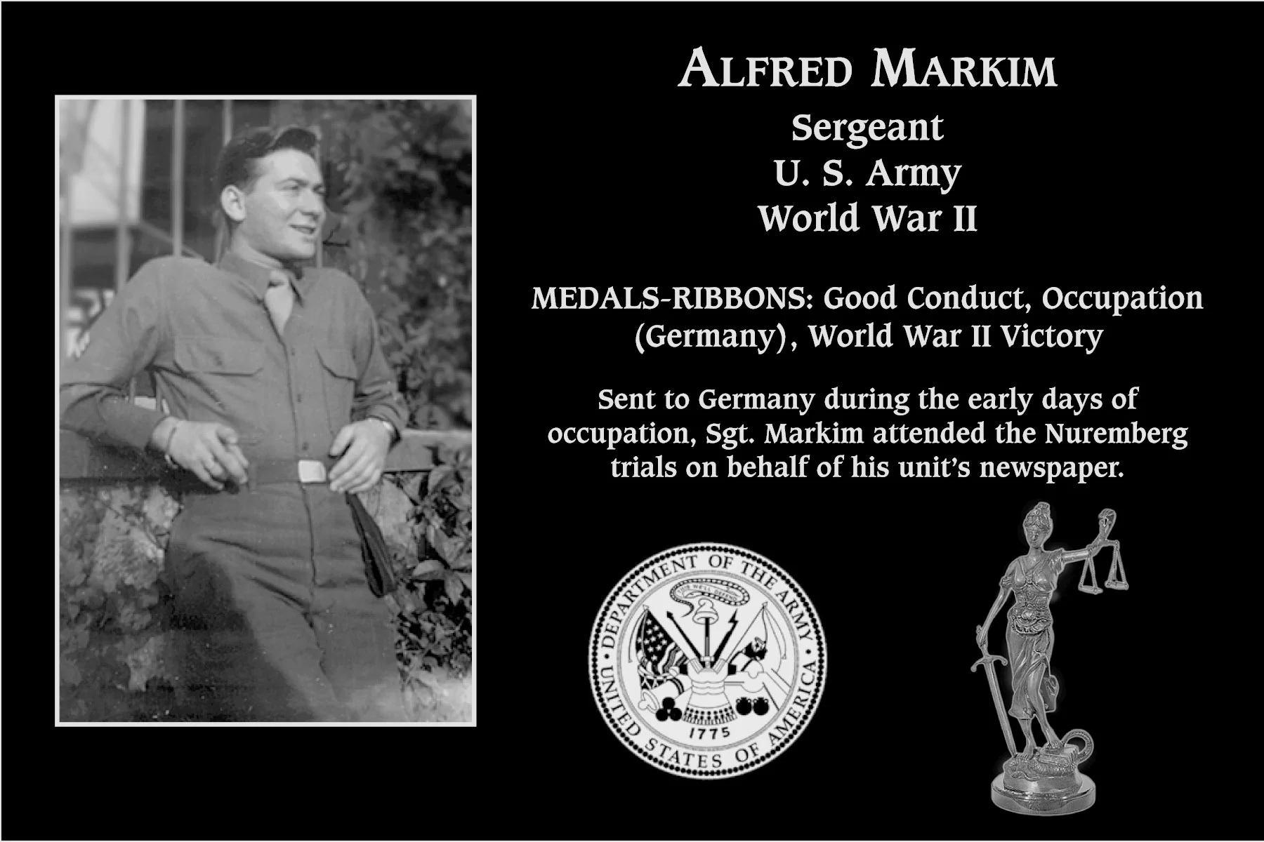 Sergeant Alfred Markim | Mt. Soledad Virtual Plaque