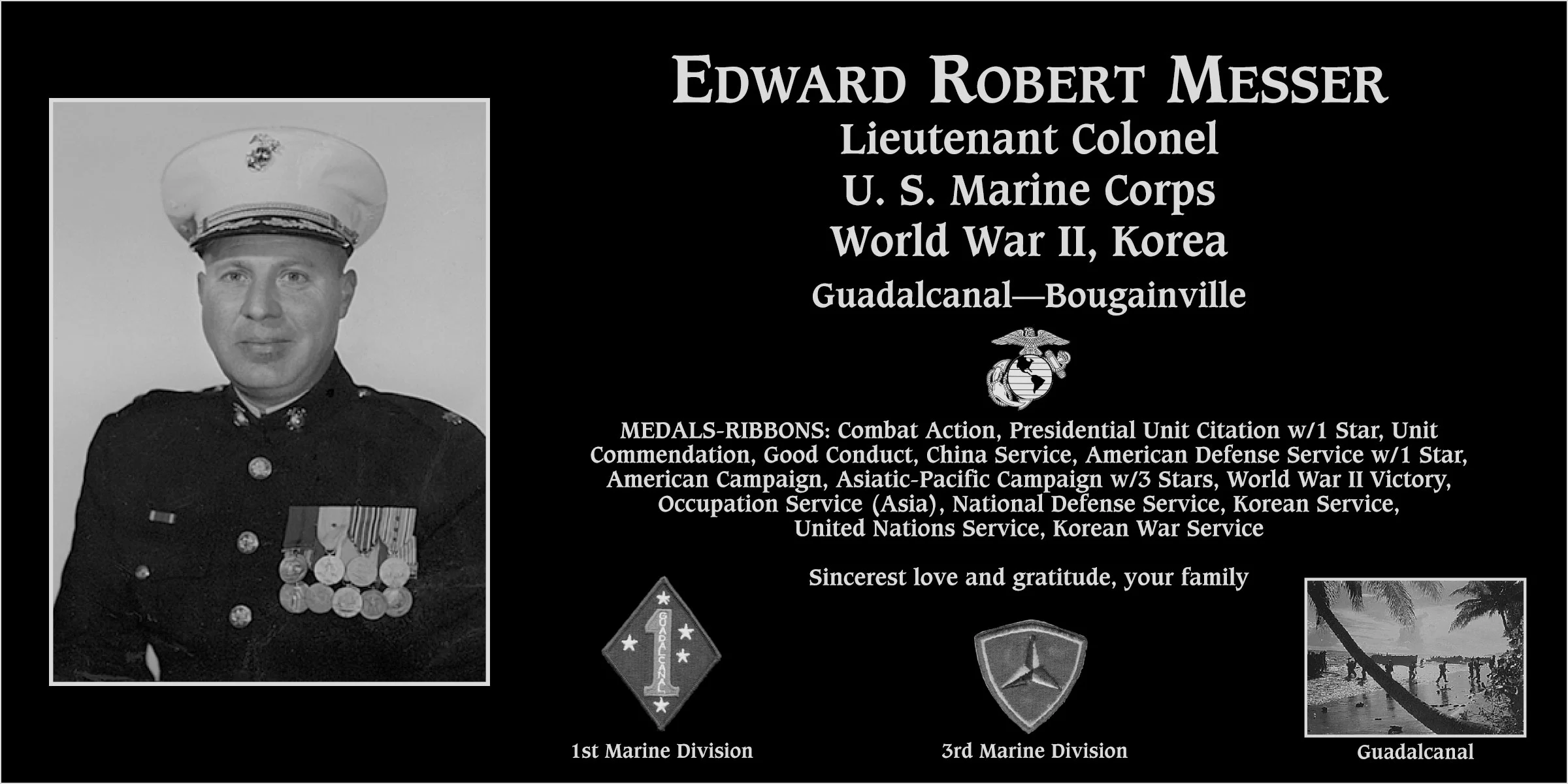 Lieutenant Colonel Edward Robert Messer | Mt. Soledad Virtual Plaque