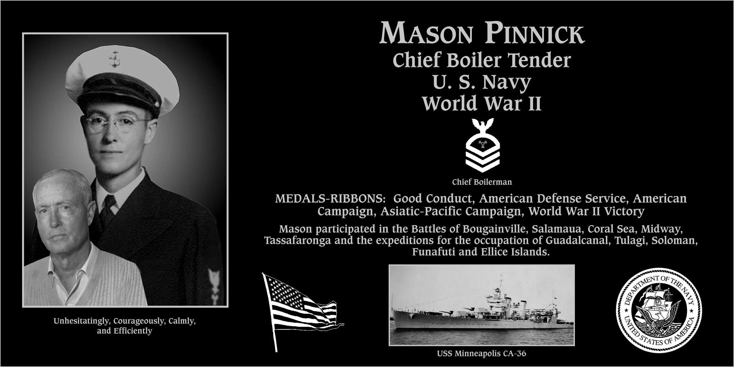 Chief Petty Officer Masomn Pinnick | Mt. Soledad Virtual Plaque