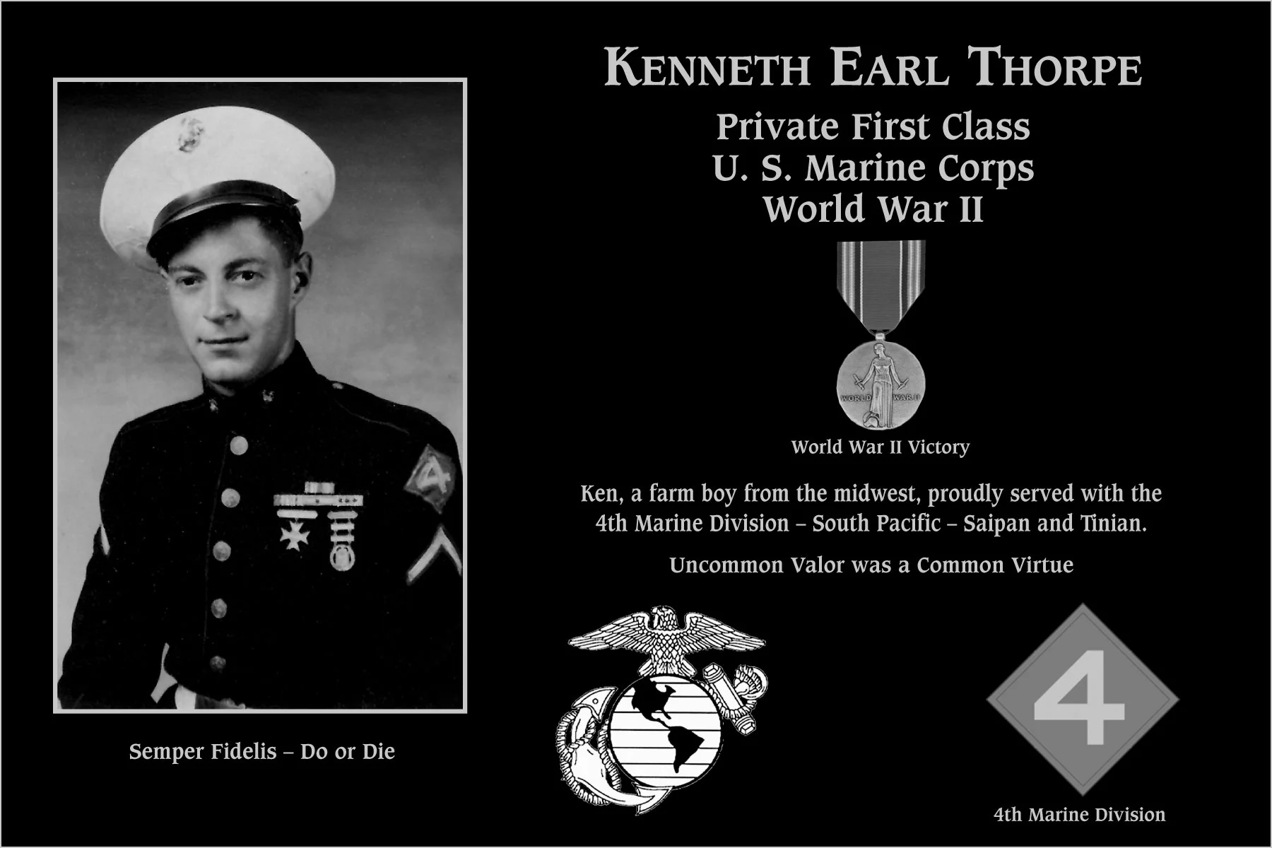 Private First Class Kenneth Earl Thorpe | Mt. Soledad Virtual Plaque
