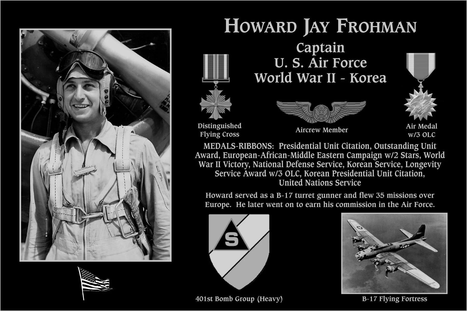 Captain Howard Jay Frohman | Mt. Soledad Virtual Plaque