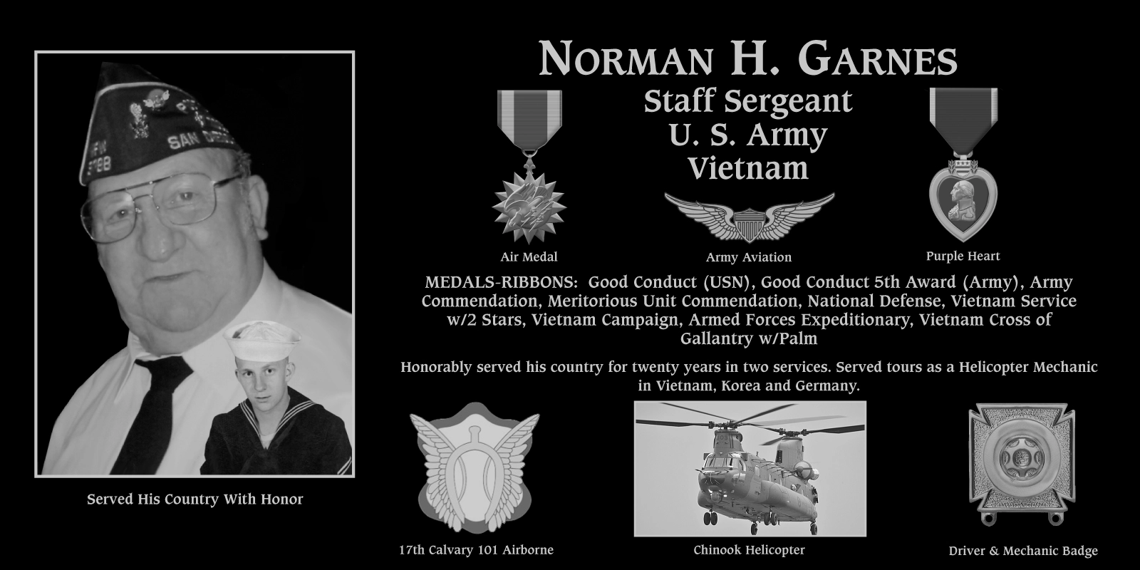 Staff Sergeant Norman H. Garnes | Mt. Soledad Virtual Plaque