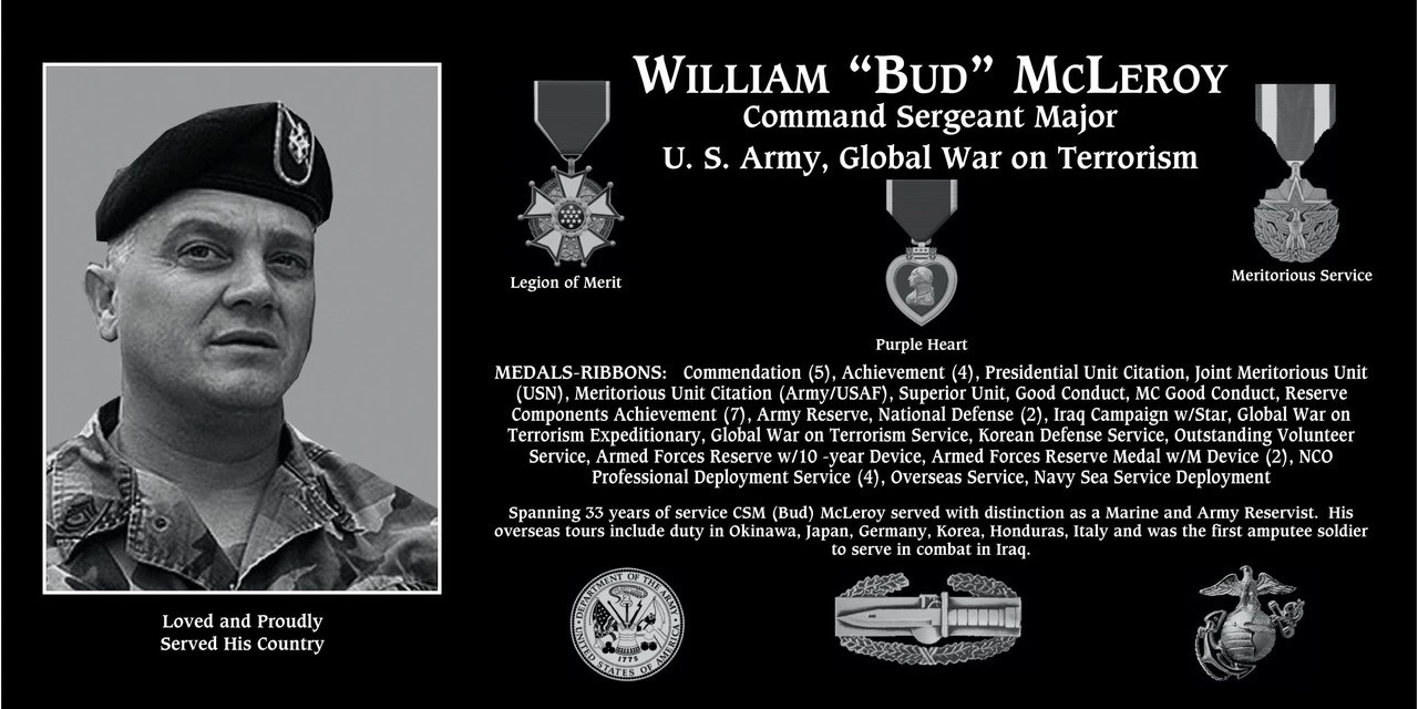 Command Sergeant Major William McLeroy | Mt. Soledad Virtual Plaque
