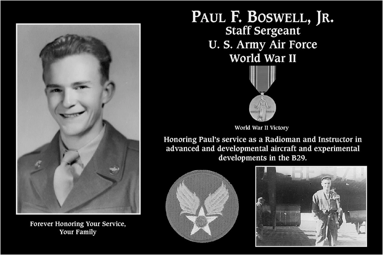 Staff Sergeant Paul F. Boswell, Jr. | Mt. Soledad Virtual Plaque