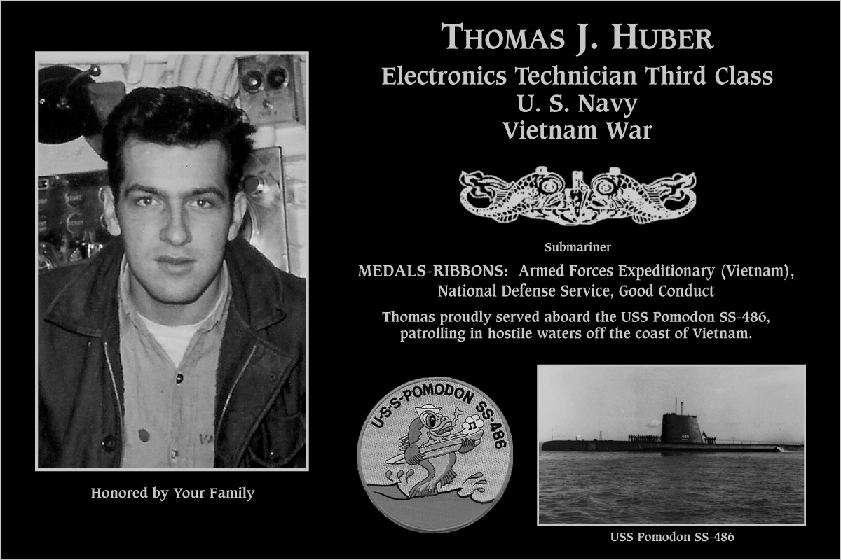 Petty Officer Third Class Thomas J. Huber | Mt. Soledad Virtual Plaque