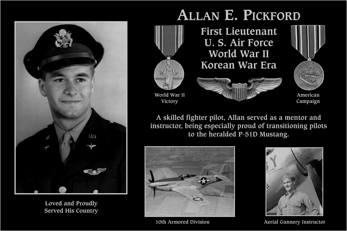 First Lieutenant Allan E. Pickford | Mt. Soledad Virtual Plaque