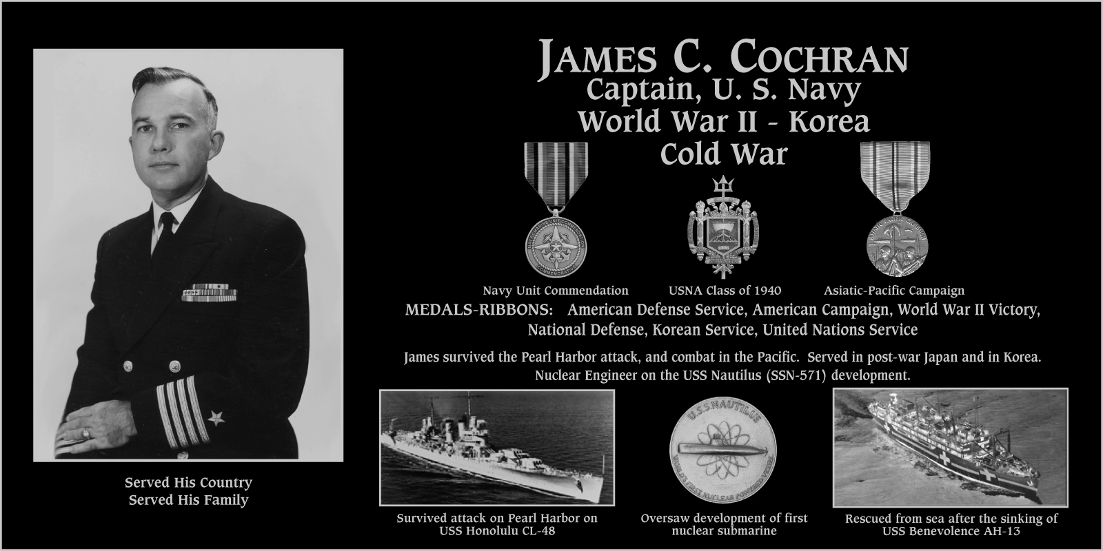 Captain James C. Cochran | Mt. Soledad Virtual Plaque