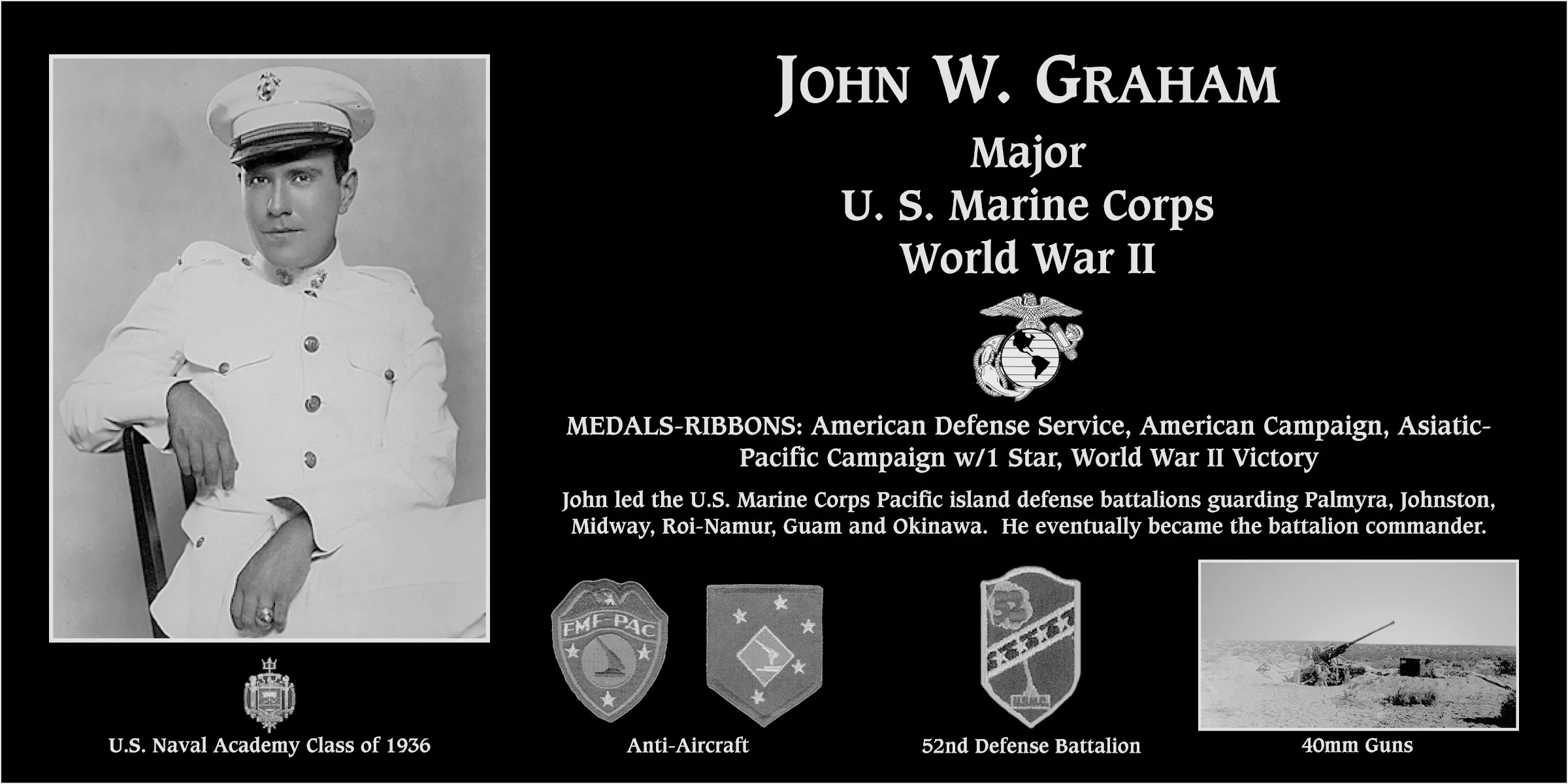 Major John W Graham | Mt. Soledad Virtual Plaque
