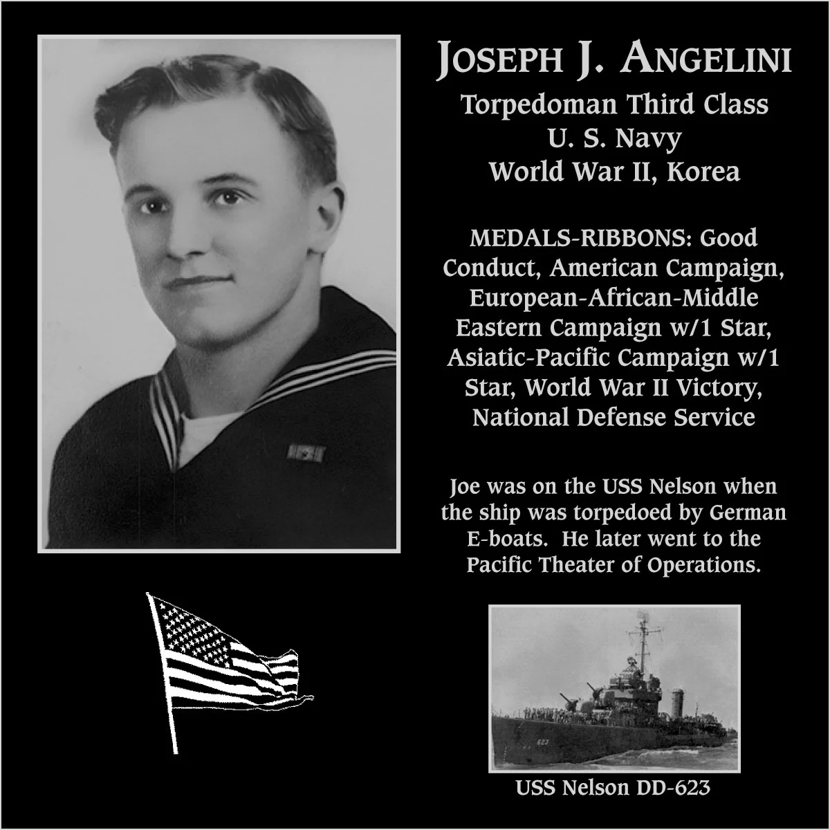 Petty Officer Third Class Joseph J Angelini | Mt. Soledad Virtual Plaque