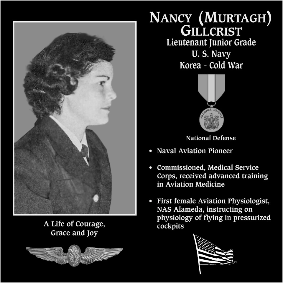 Lieutenant, Junior Grade Nancy Murtagh Gillcrist | Mt. Soledad Virtual Plaque