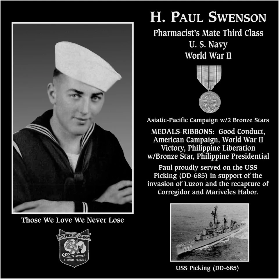 Petty Officer Third Class H. Paul Swenson | Mt. Soledad Virtual Plaque