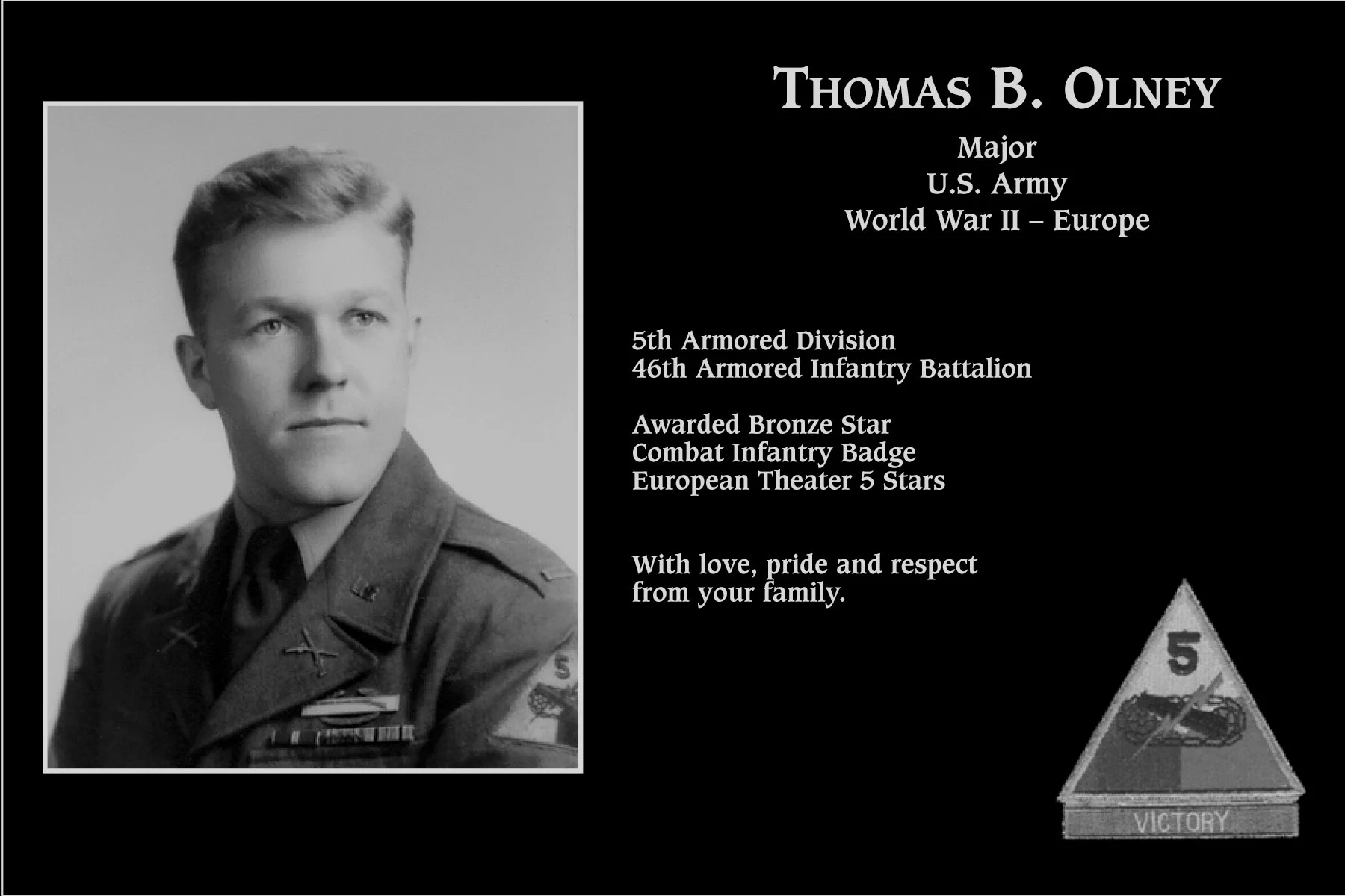 Major Thomas B. Onley | Mt. Soledad Virtual Plaque