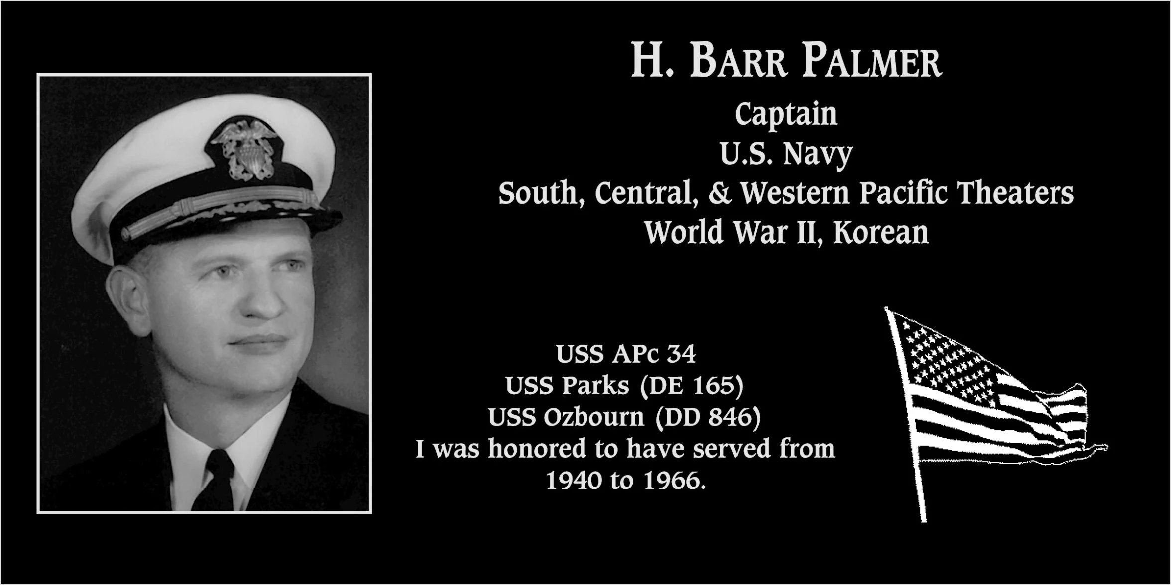 Captain H. Barr Palmer | Mt. Soledad Virtual Plaque