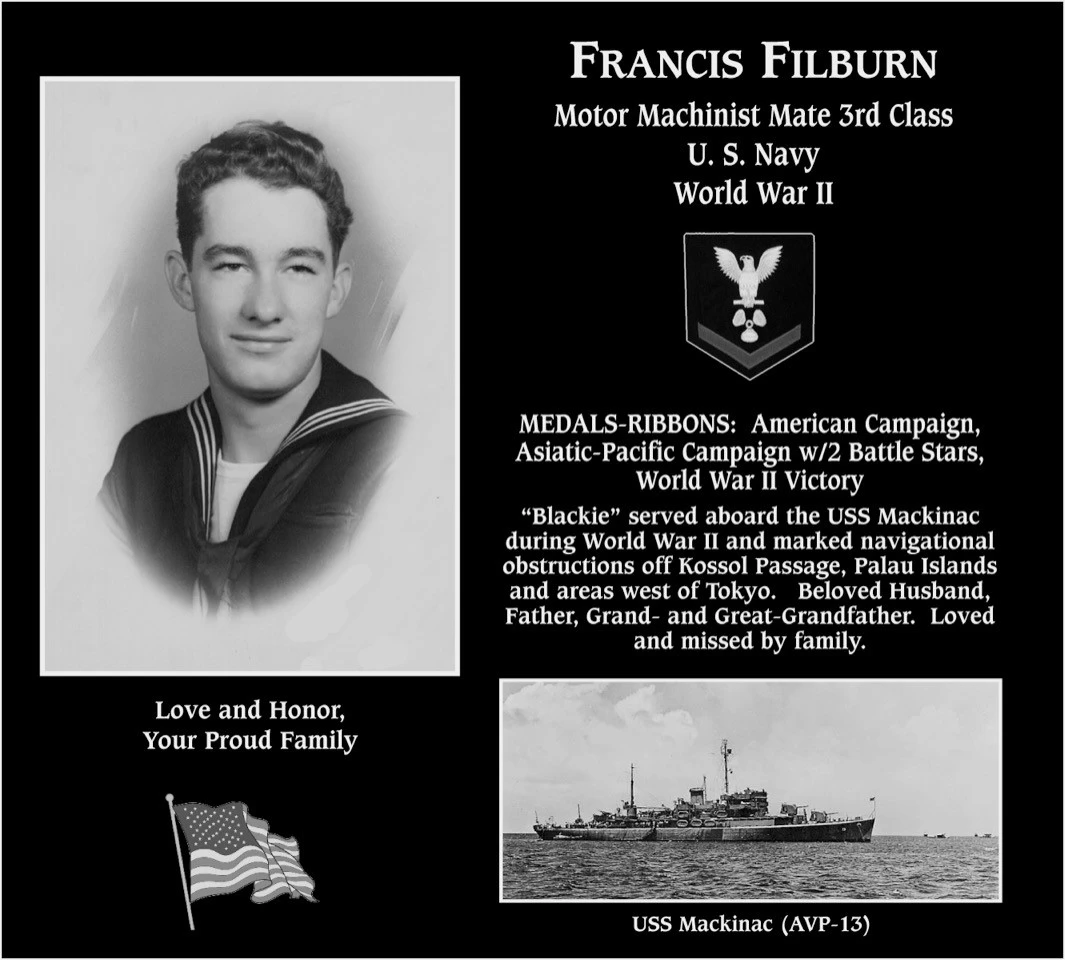 Petty Officer Third Class Francis Filburn | Mt. Soledad Virtual Plaque