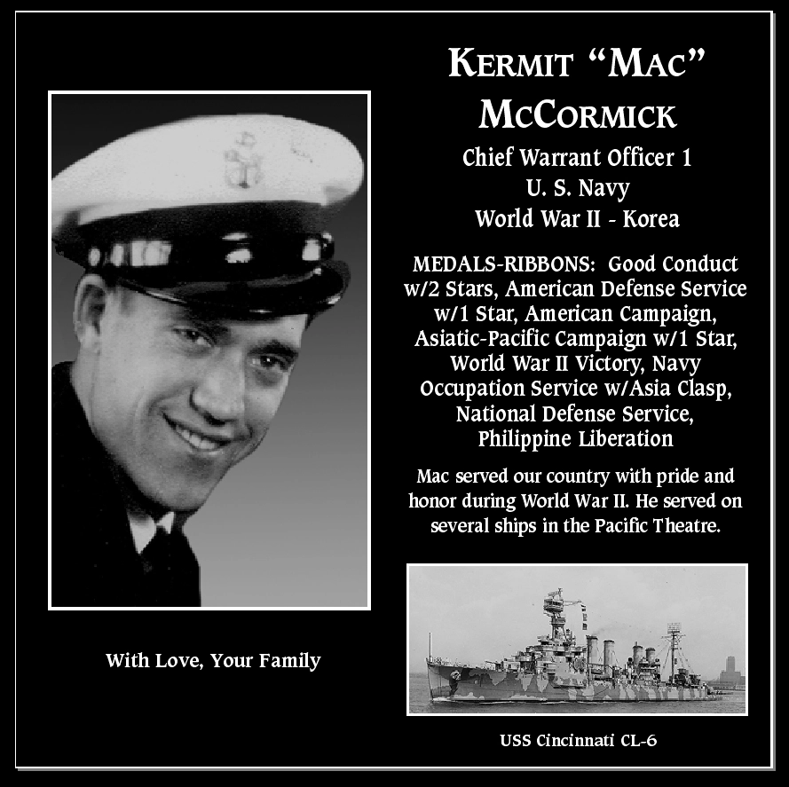 Chief Warrant Officer 1 Kermit McCormick | Mt. Soledad Virtual Plaque