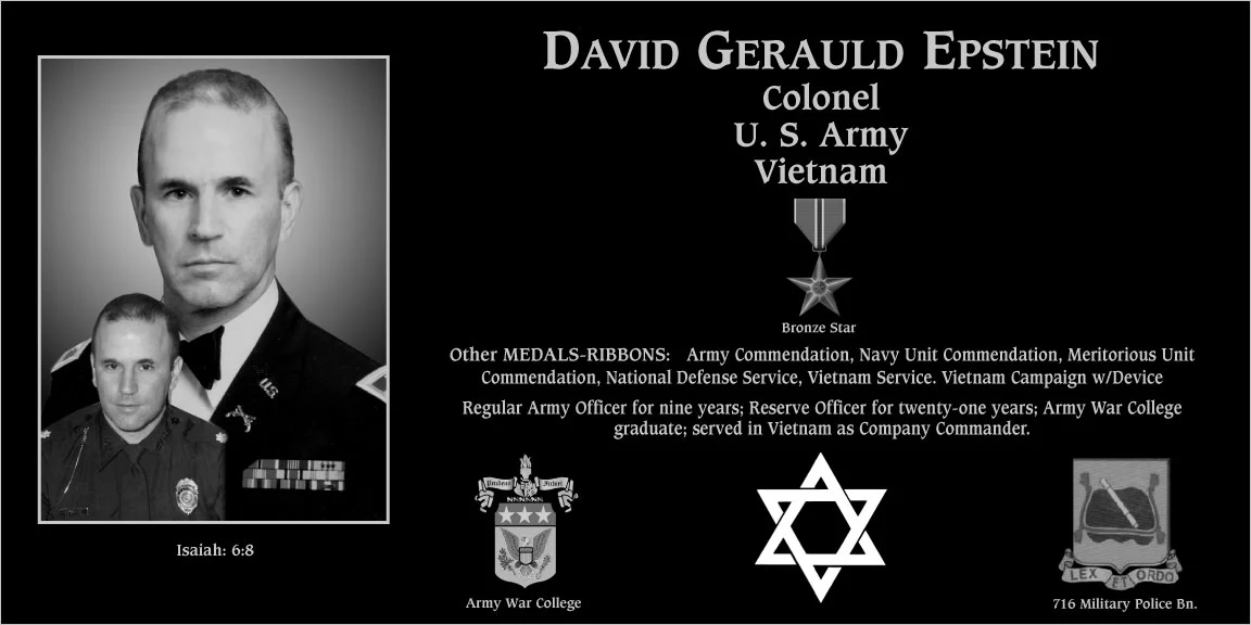 Colonel David Gerauld Epstein | Mt. Soledad Virtual Plaque