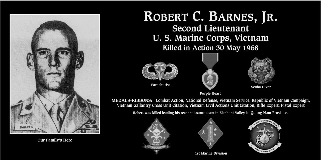 Second Lieutenant Robert C. Barnes, Jr. | Mt. Soledad Virtual Plaque