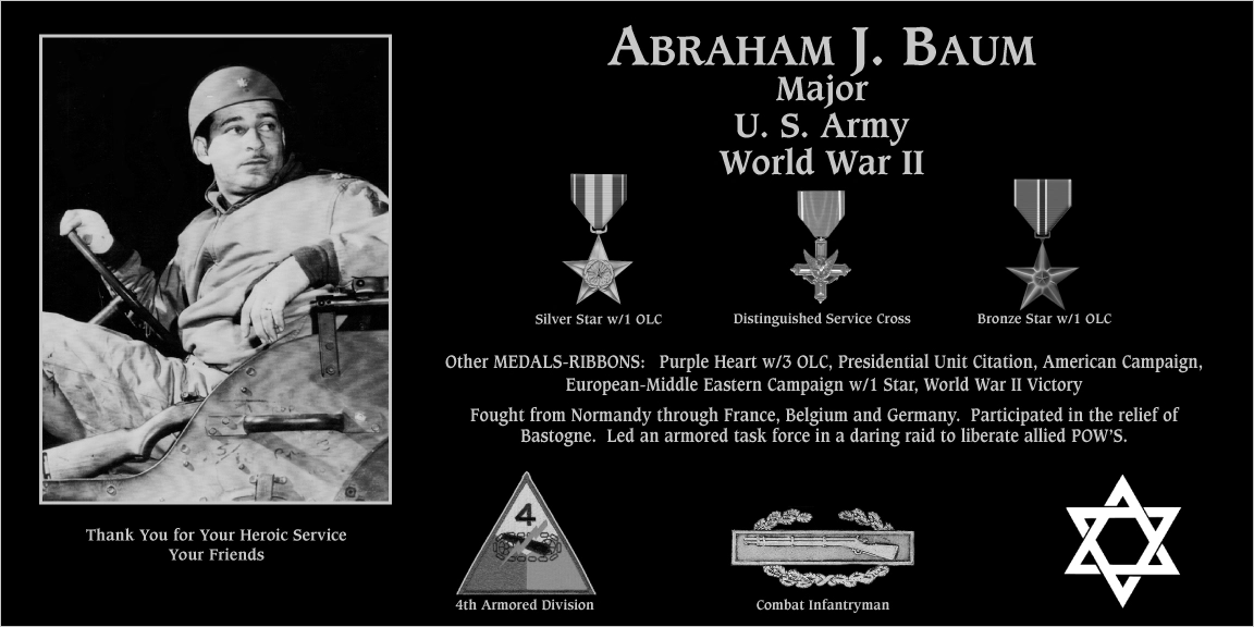 Major Abraham J Baum | Mt. Soledad Virtual Plaque